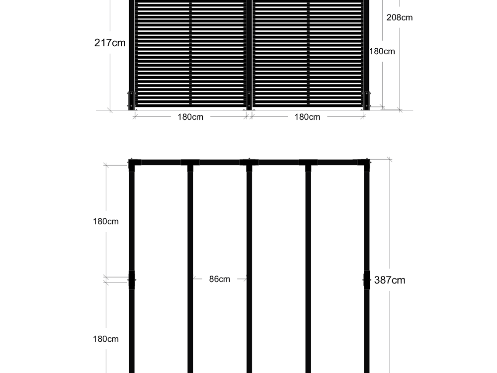 Plus Cubic Pergola drei Module mit Tokyo-Zaun | plus-garten