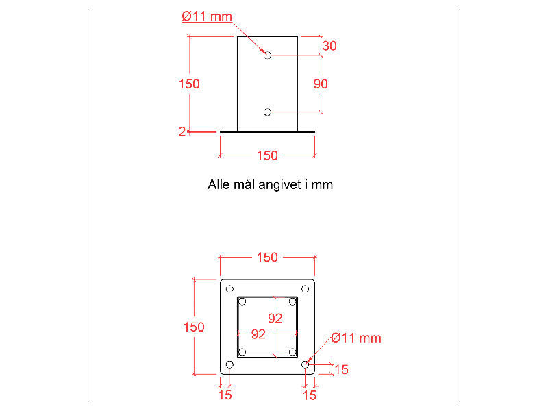 Plus Cubic Pfostenfuss Set 9,1 cm verzinkt für 9 x 9 cm Holzpfosten mit ...